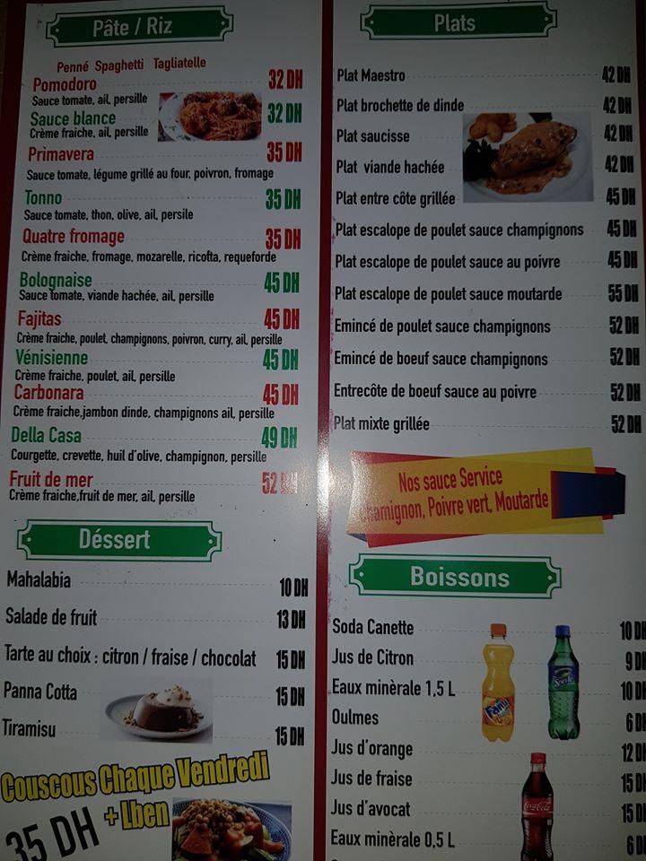 Menu at Maestro Pizza pizzeria, Casablanca, Bd Oum Ravi3