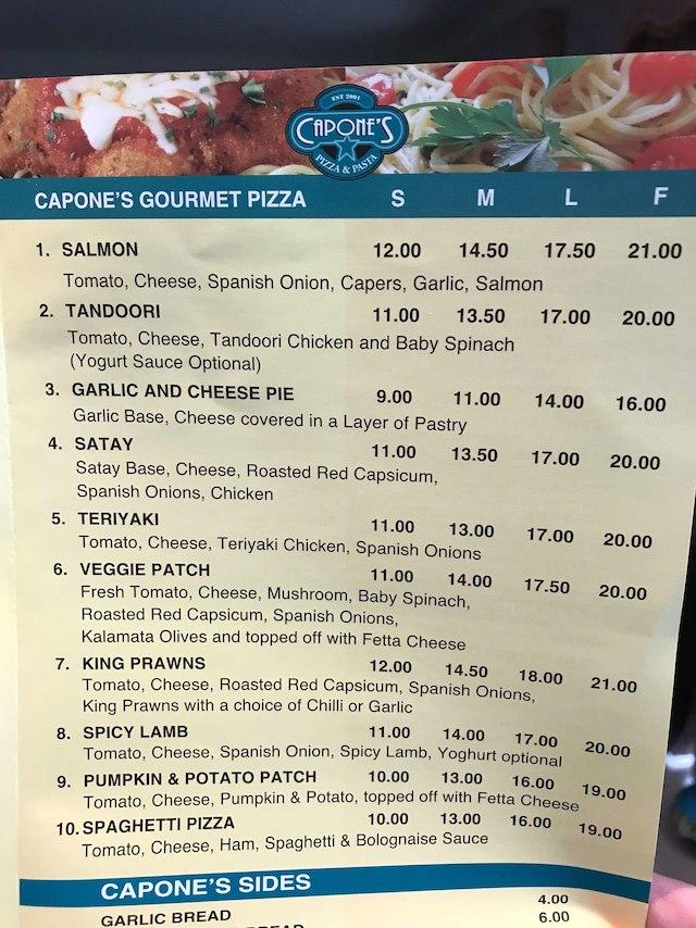 Menu at Capone's Pizza & Pasta Research pizzeria, Research