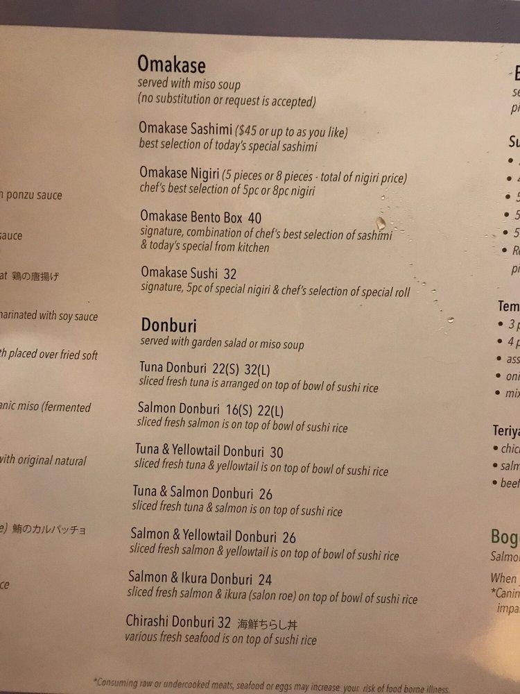 Menu at Circle Sushi restaurant, Sandy Springs, Roswell Rd