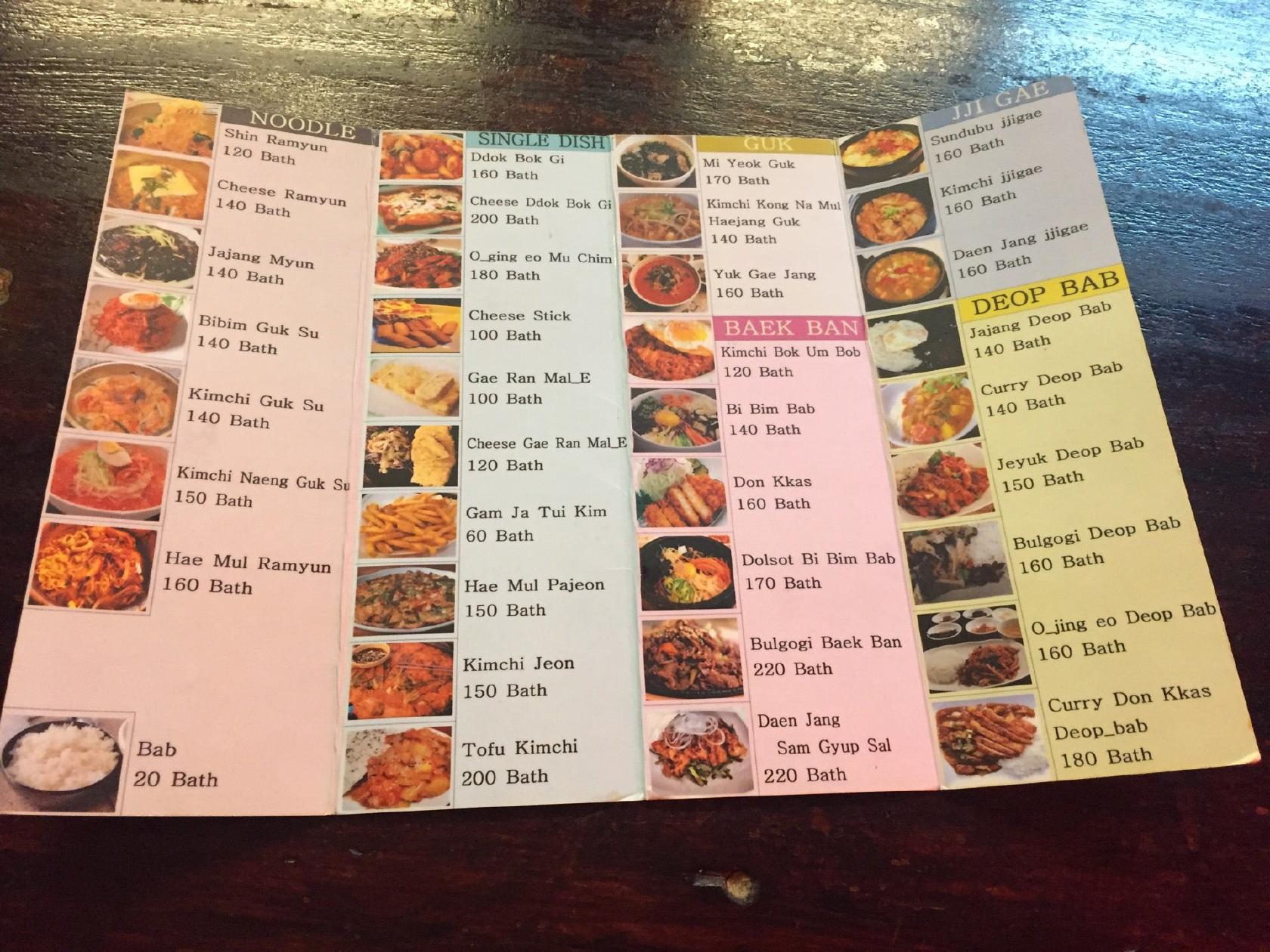 Menu at DDM restaurant, Bangkok
