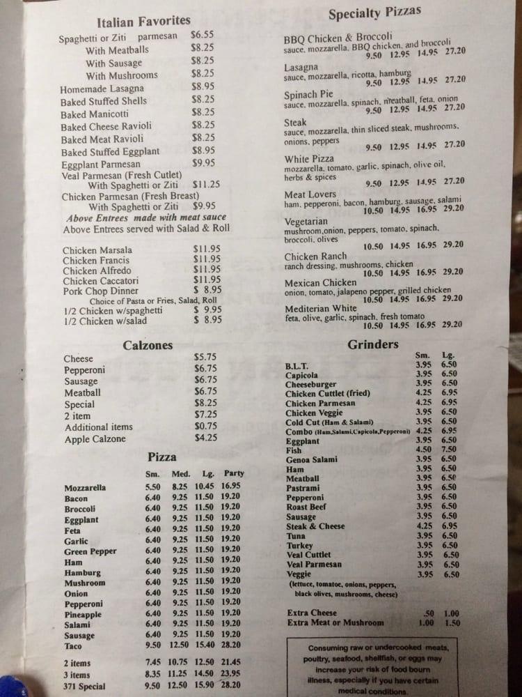 Menu at Maria's 371 Family Restaurant, Springfield, 371 River St