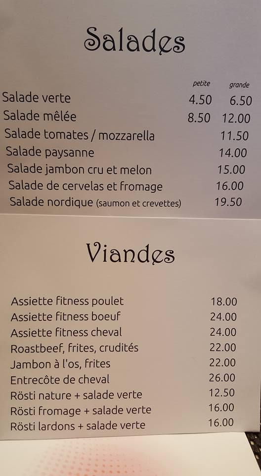 Menu at Café de la Gare, Porrentruy
