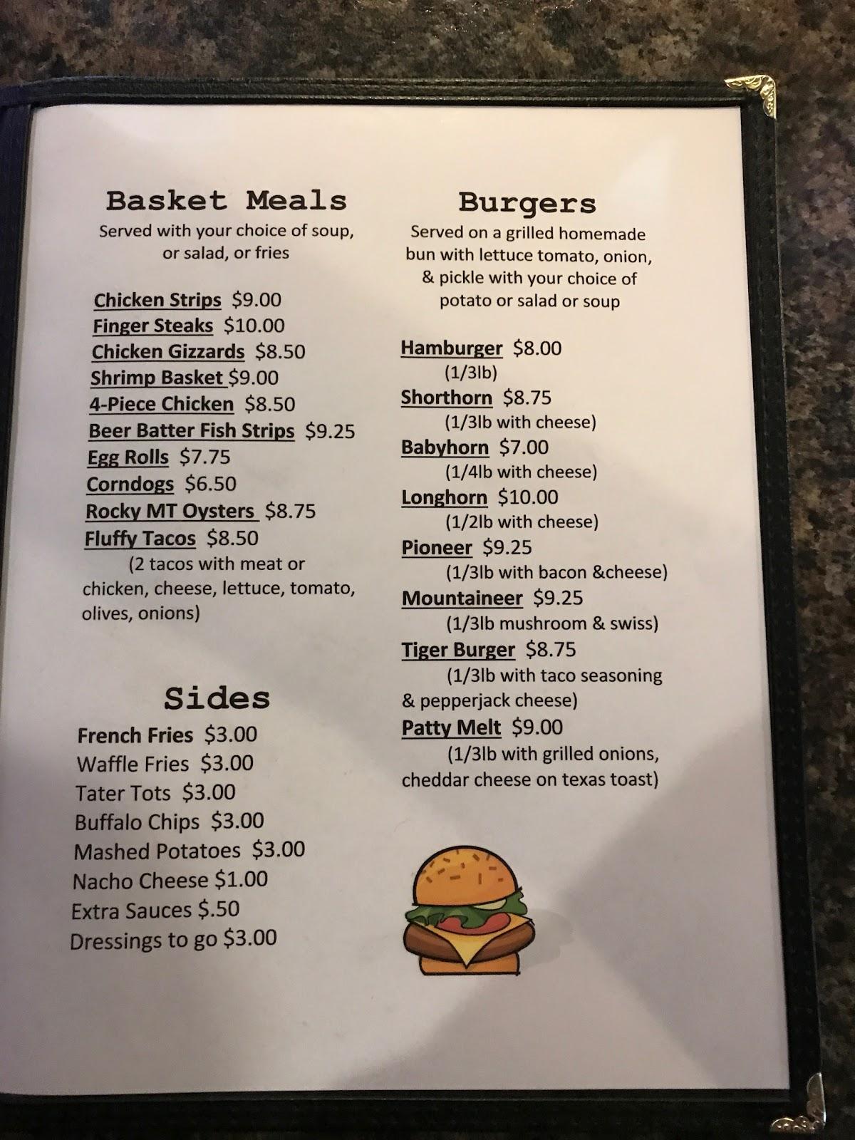 Menu at Club House VFW Post, Fort Benton