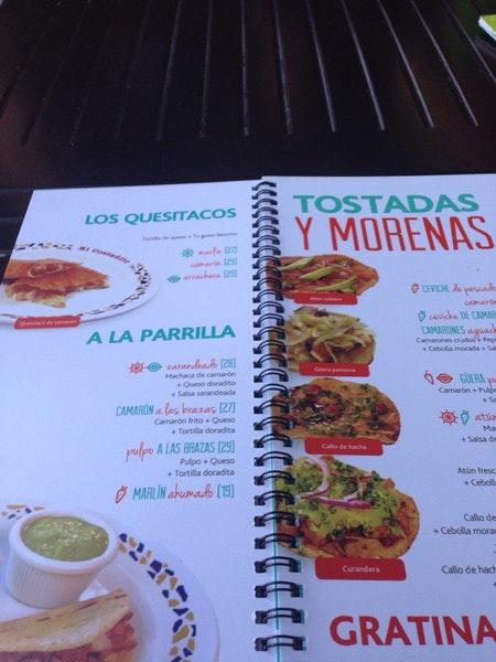 Menu at Costeñito restaurant, Gómez Palacio