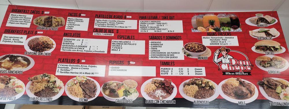 Menu at Don Chepe Meat Market, Cypress