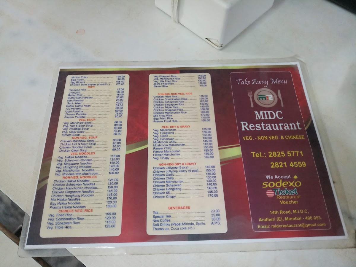 Menu at MIDC Restaurant, Mumbai, Plot Number 44