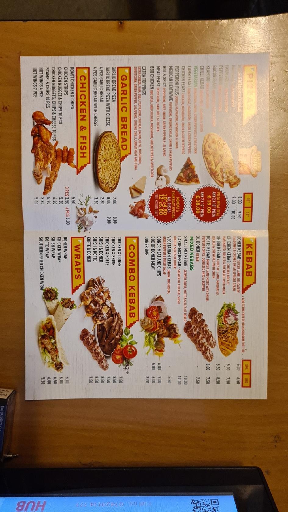 Menu at Mega Bites restaurant, Stalbridge