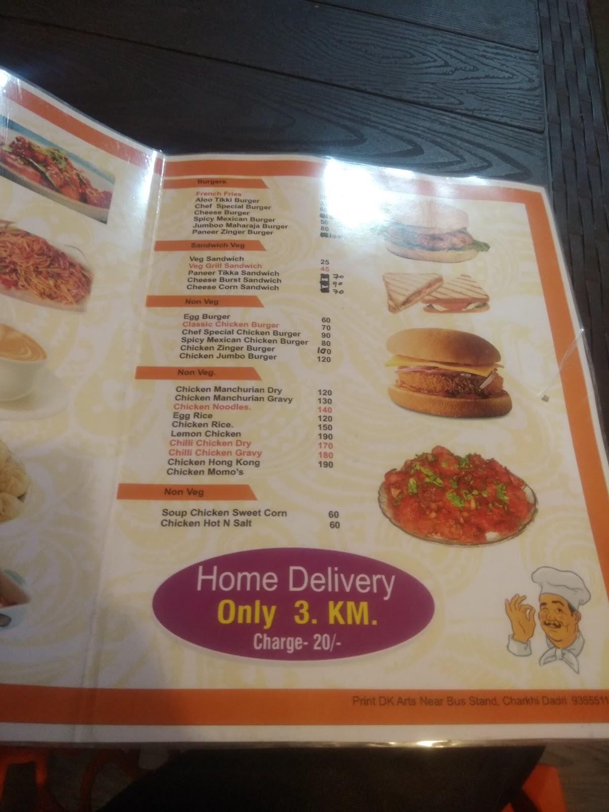 Menu at The chinese hut, Charkhi Dadri