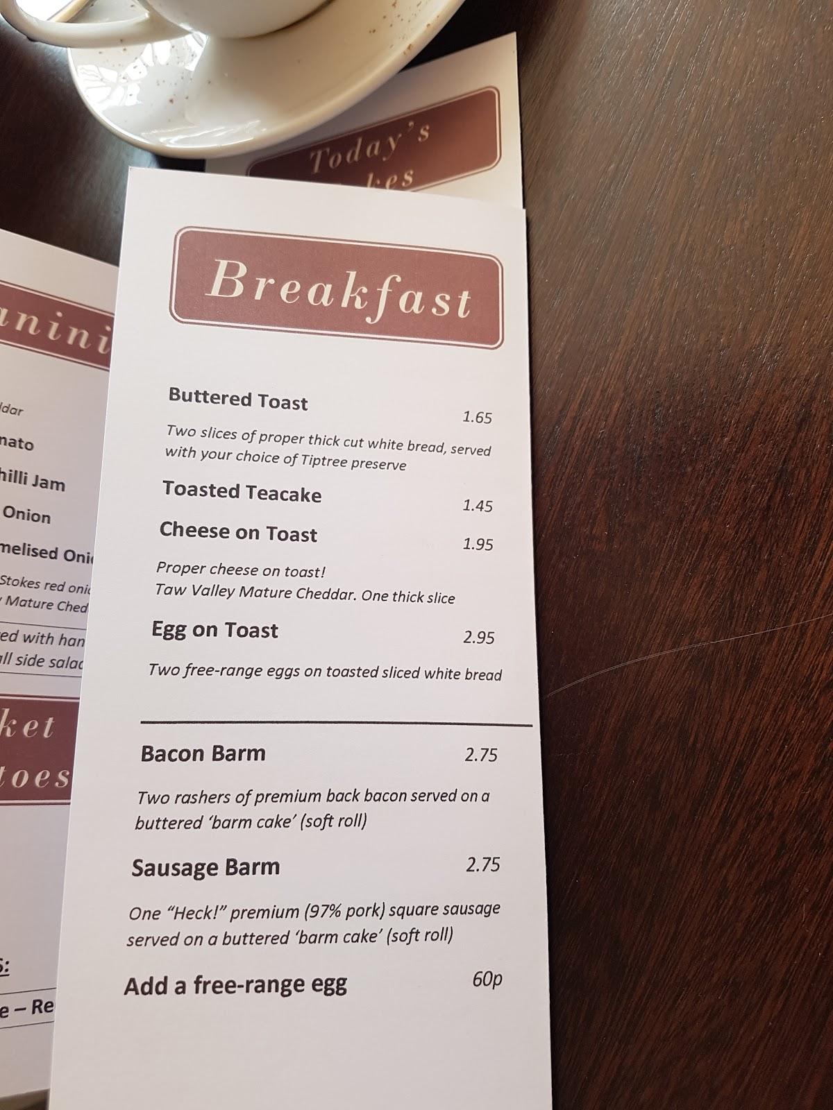 Menu at Caffè Rosso cafe, Wigan