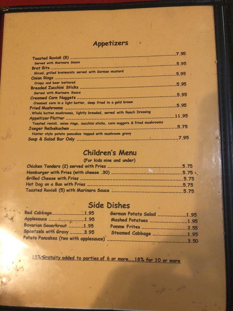 Menu at Dreamland Palace German Restaurant, Foster Pond