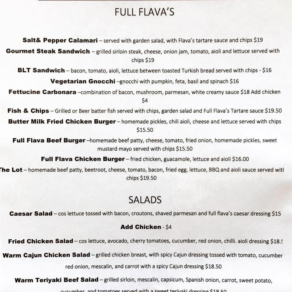 Menu at Full Flava Café restaurant, Darch