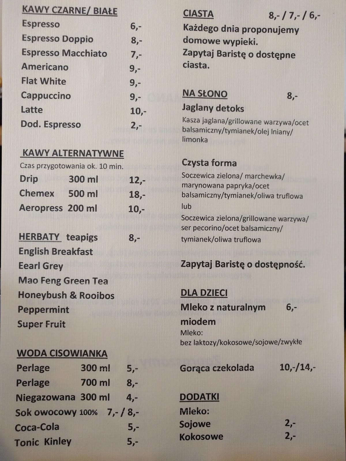 Menu at LA MANO Speciality Coffee & Wine cafe, Zakopane
