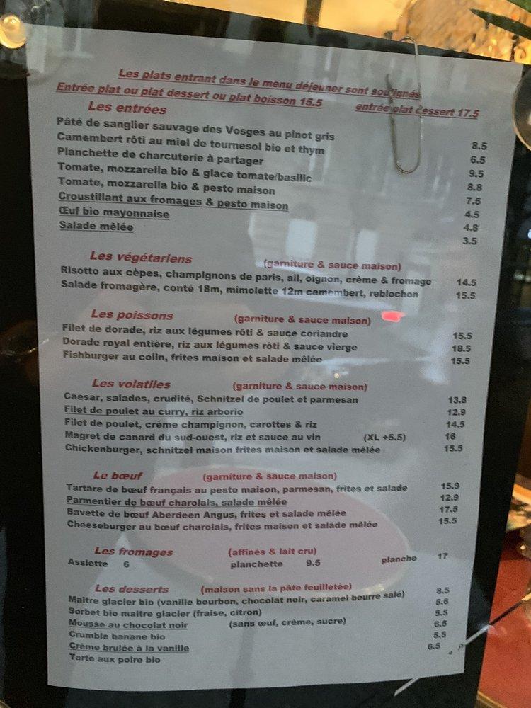 Menu at KAZ BAR, Paris