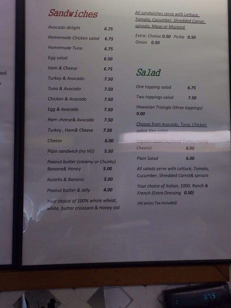 Menu at Pai's Deli fast food, Honolulu, Kalākaua Ave # 113