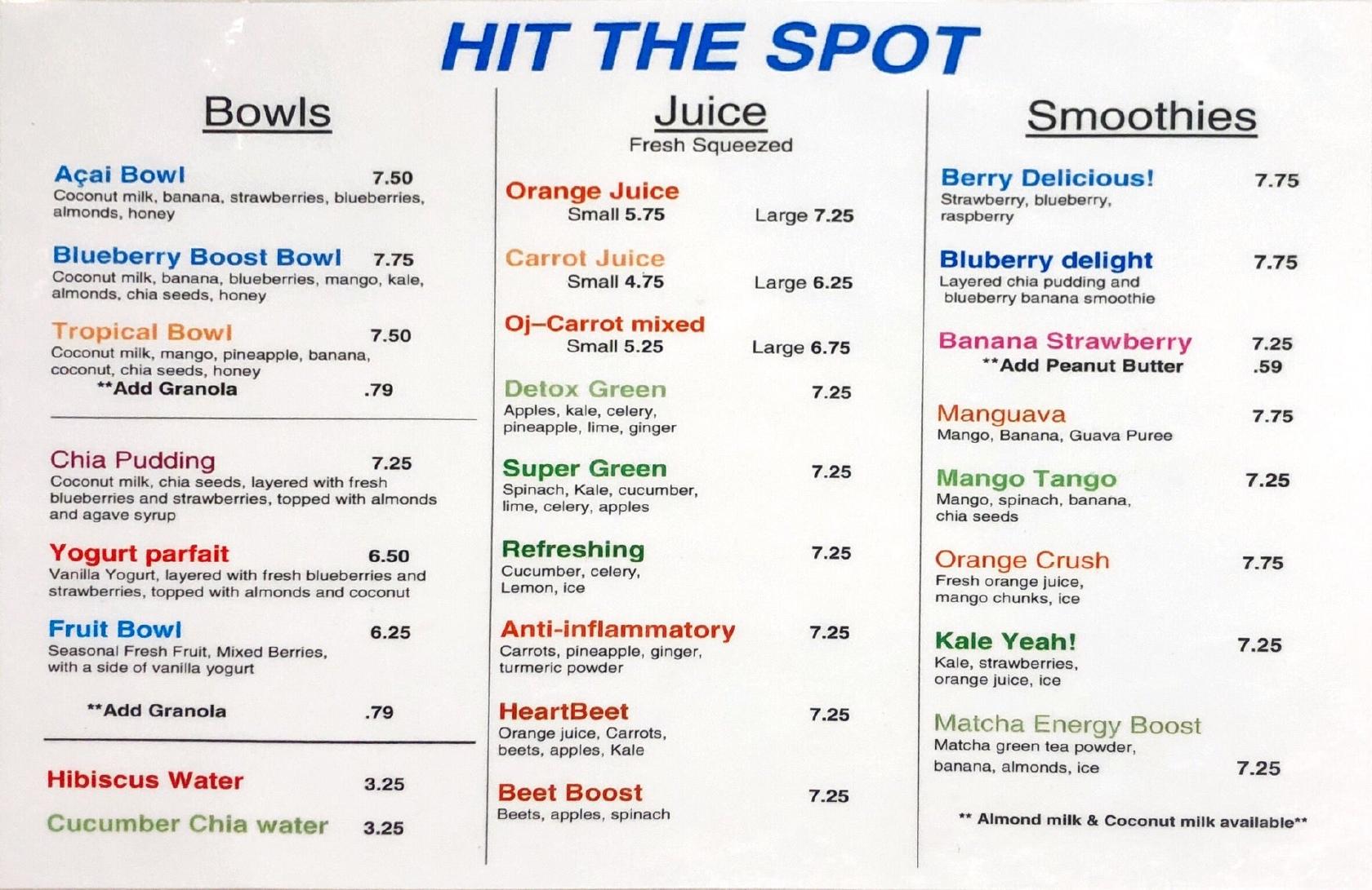 Menu at The Spot pub & bar, Cambria