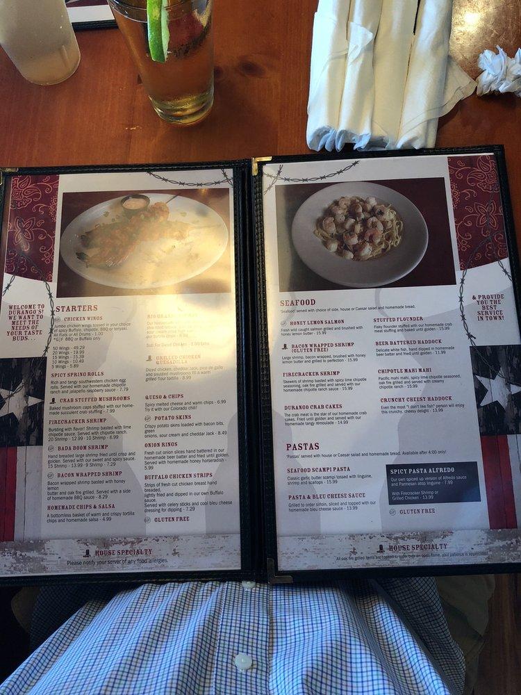 Menu at Durango's Steakhouse Titusville, Titusville