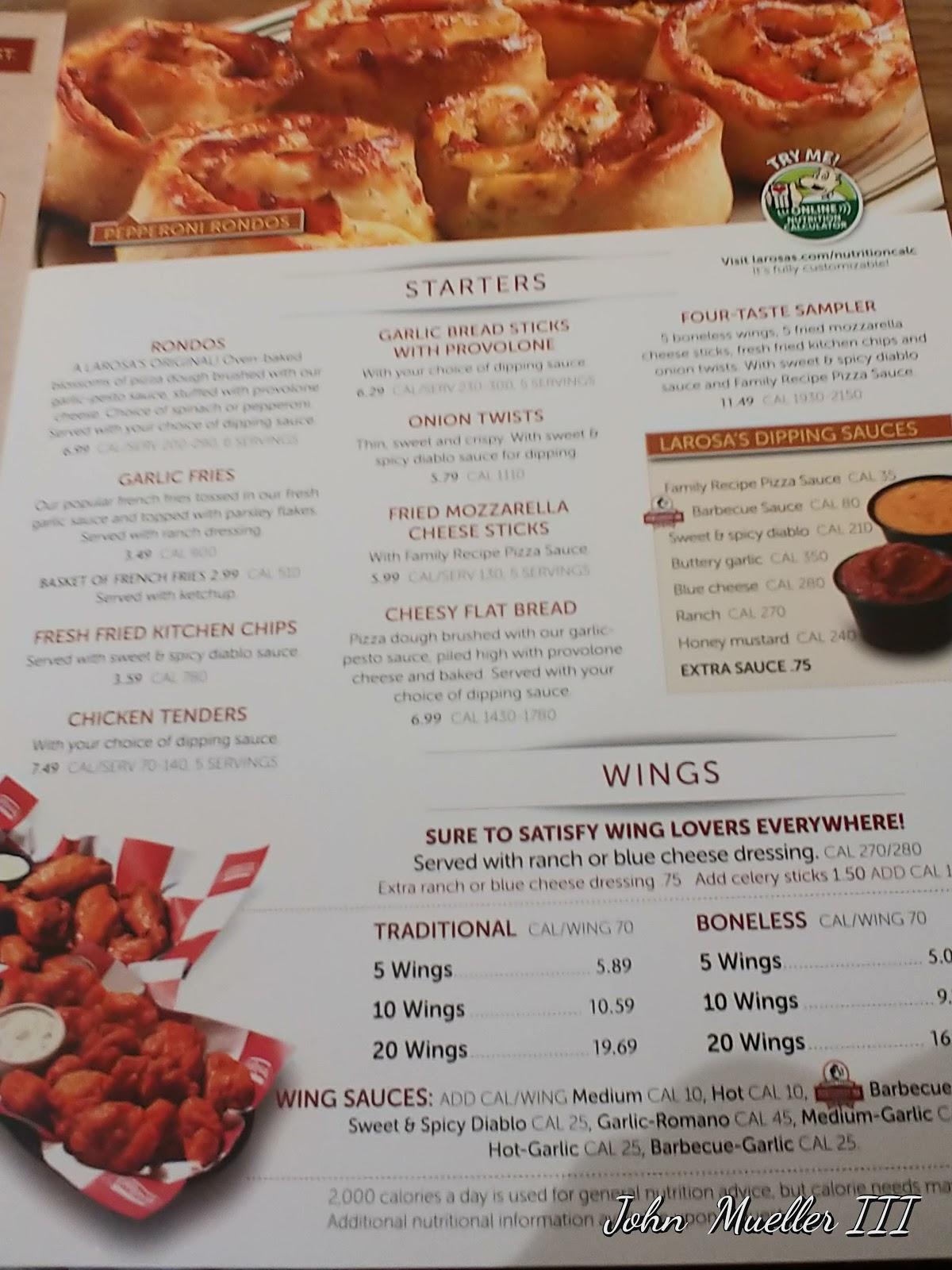 Menu at LaRosa's Pizza White Oak pizzeria, Cincinnati, Cheviot Rd