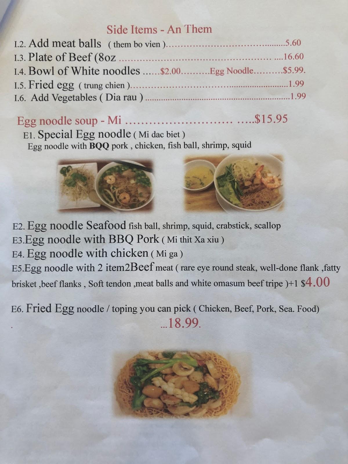 Menu at Pho 4 U restaurant, Harker Heights
