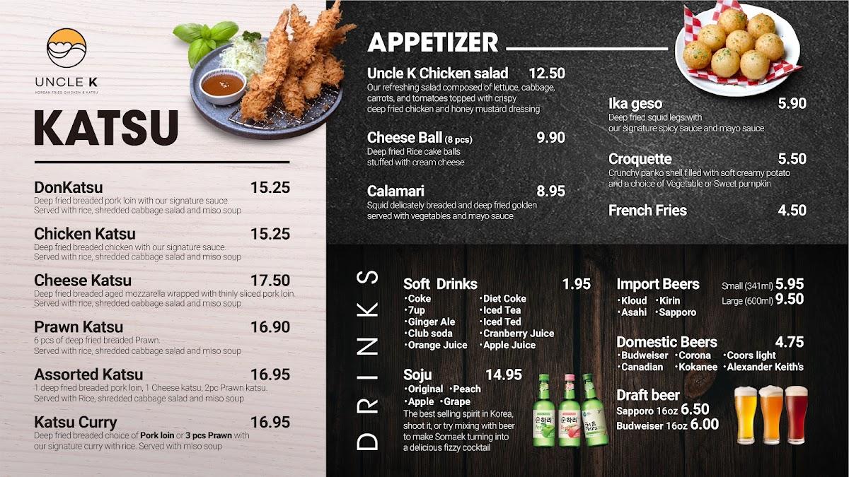 Menu at UNCLE K (Korean Fried Chicken & Katsu ) restaurant, Okotoks