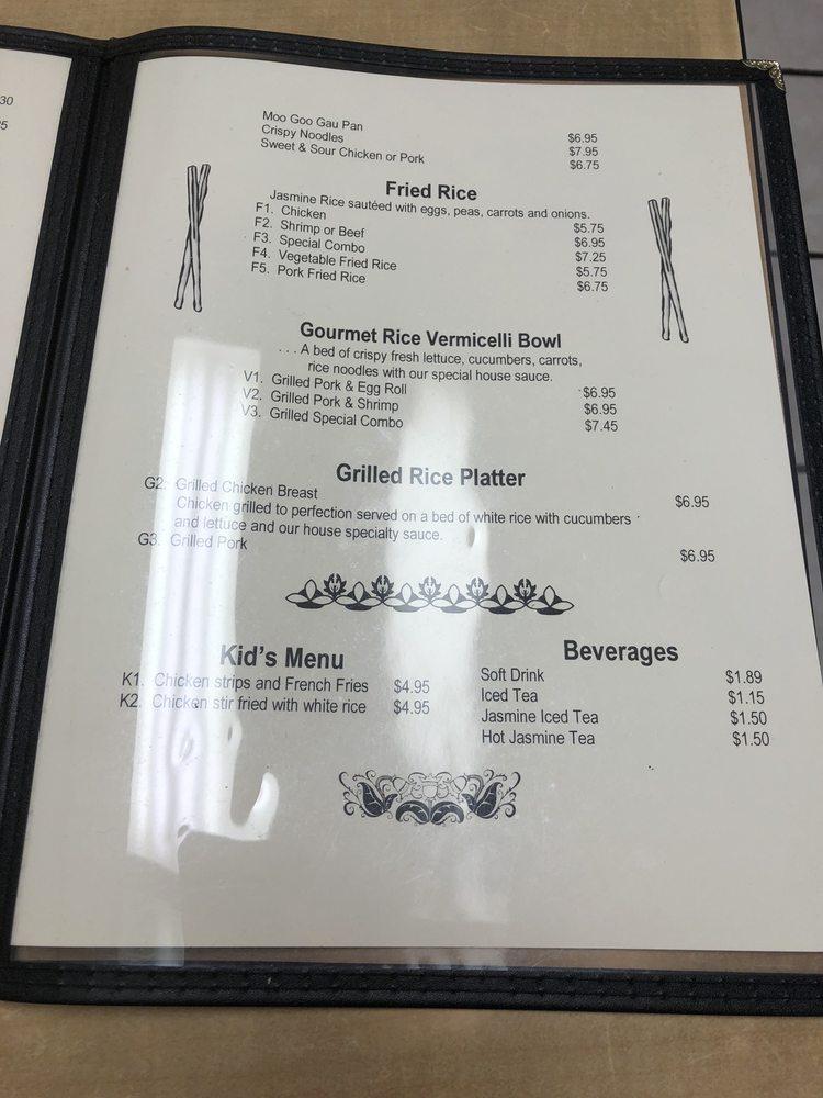 Menu at Asean Diner restaurant, Claremore