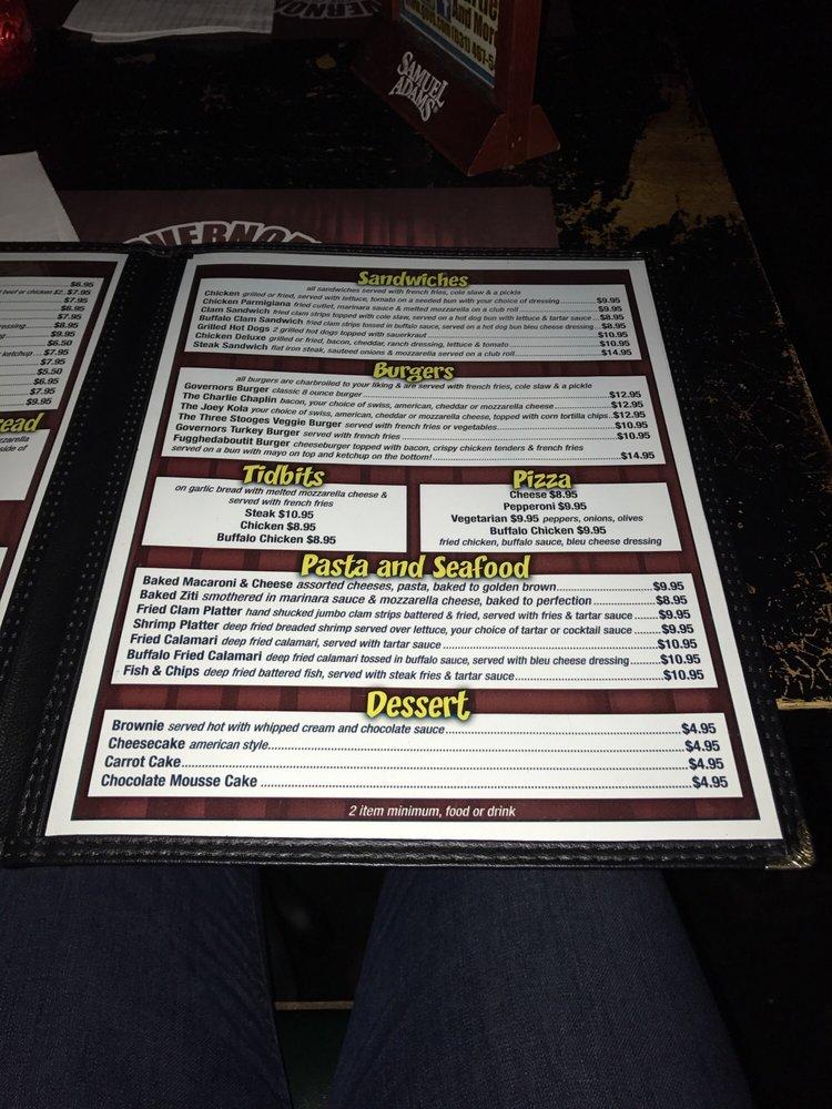 Menu at Governor's @ McGuire's Comedy Club, Bohemia