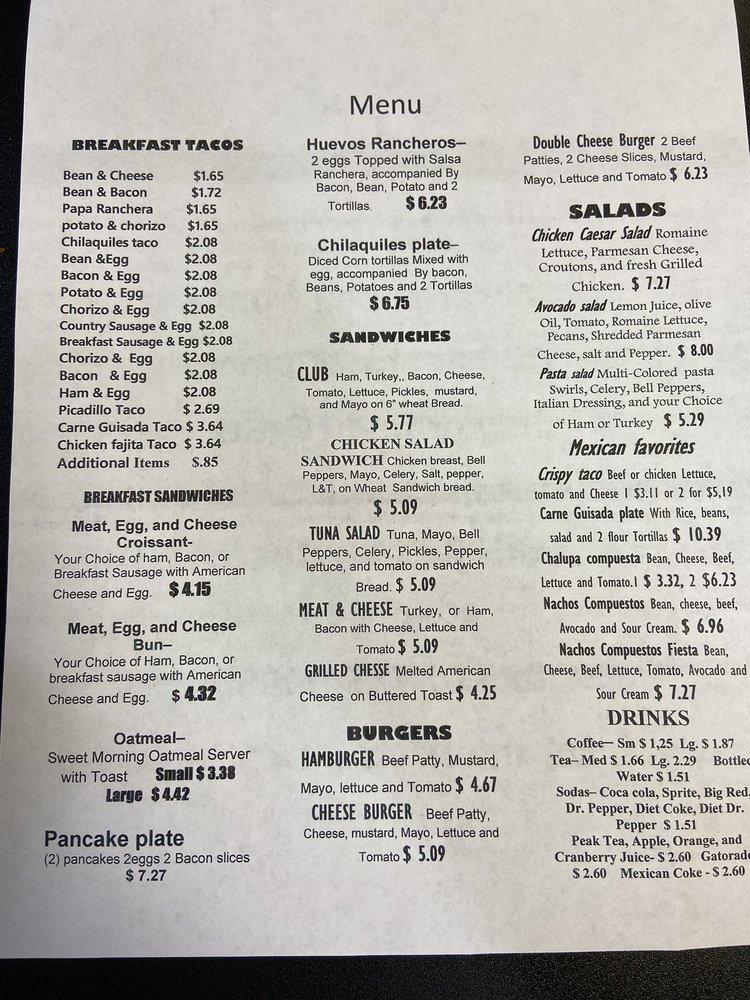 Menu at My Breaktime Cafe, San Antonio
