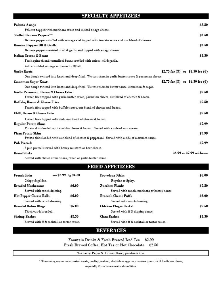 Menu at Shelly Pie Pizza pizzeria, Turtle Creek