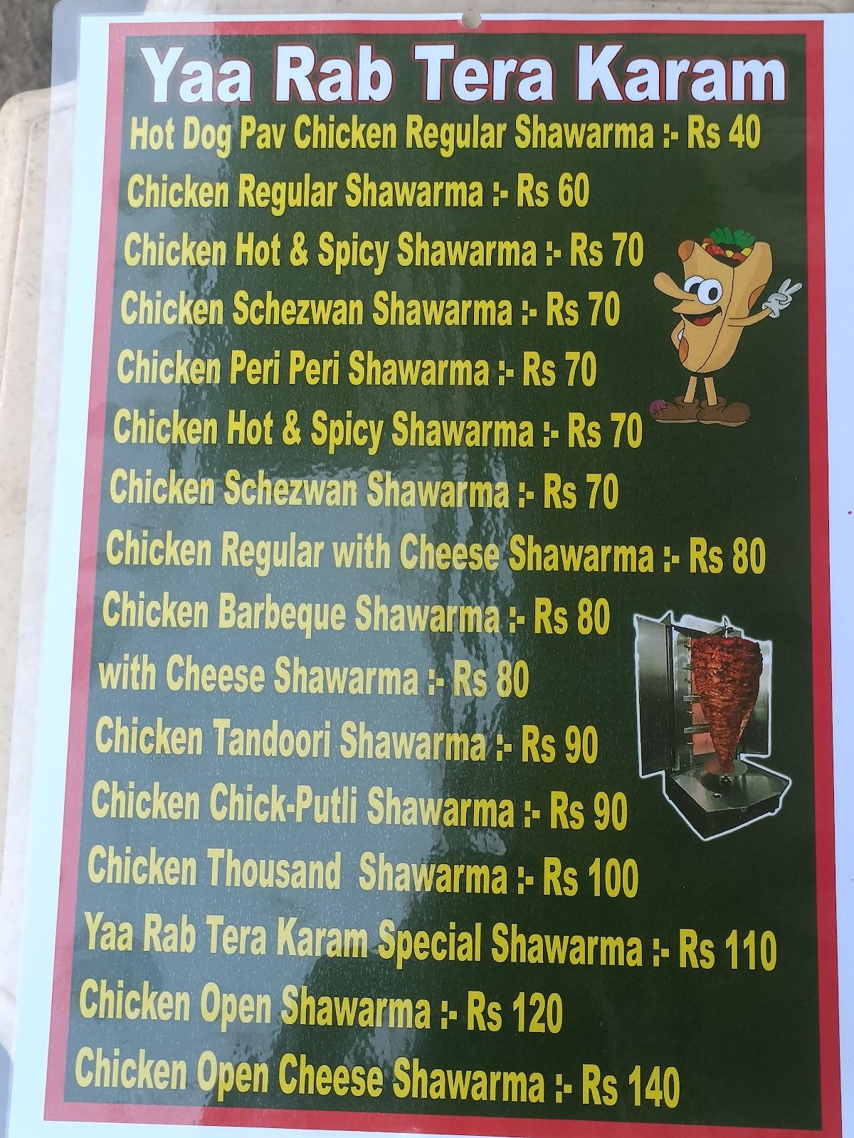 Menu at Ya Rab Tera Karam, Boisar