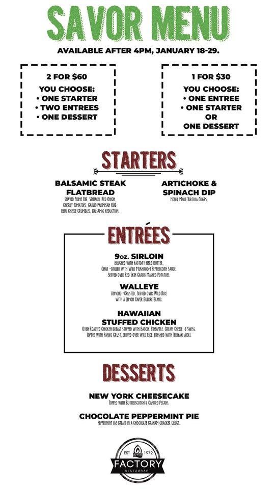 Menu at Don Hall's Factory Restaurant, Fort Wayne