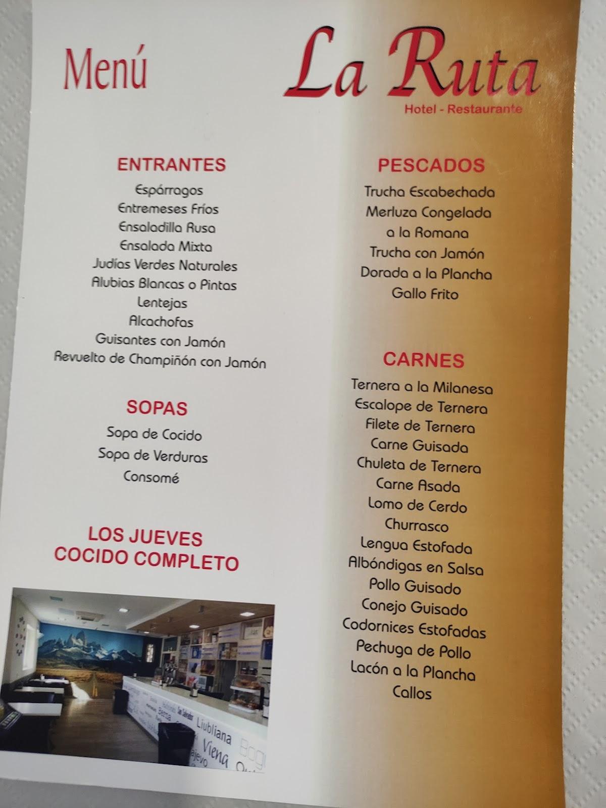 Menu at Hotel Restaurante la Ruta, Mombuey