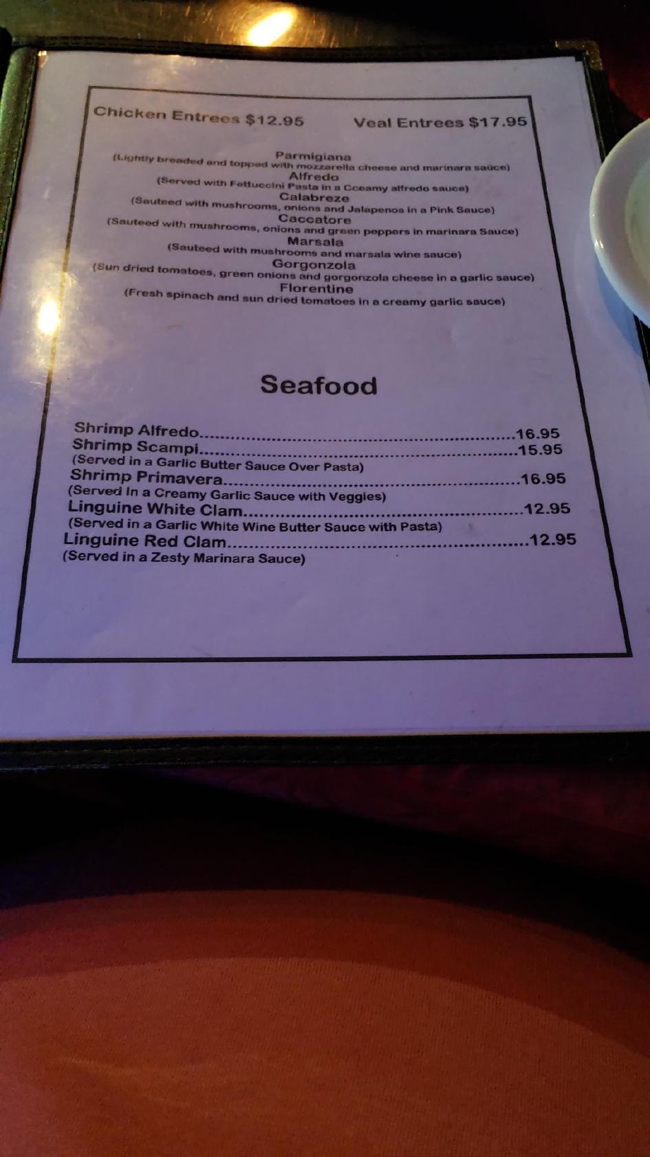Menu at La Piazza Italian Restaurant, El Dorado