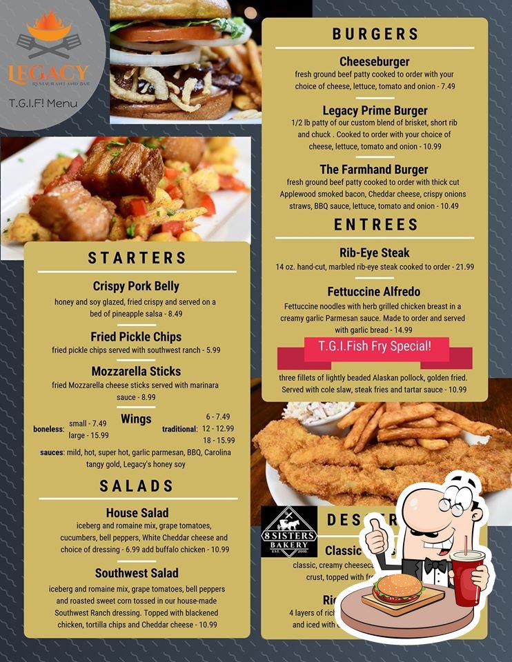 Legacy Restaurant & Bar, 618 State Rte 61 in Marengo - Restaurant menu ...