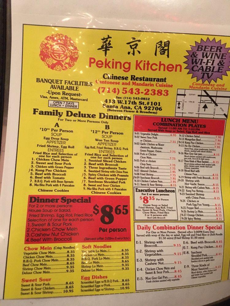 Menu at Peking Kitchen restaurant, Santa Ana