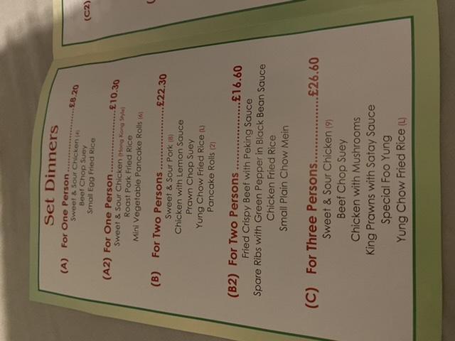 Menu at Mai Wah fast food, Pontypridd