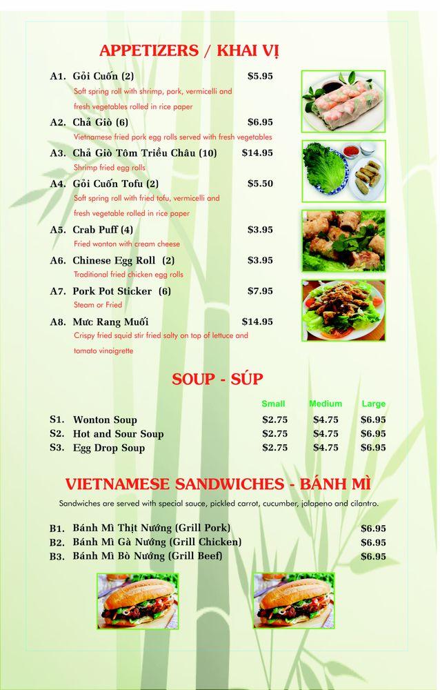 Menu at Phở NB restaurant, New Braunfels