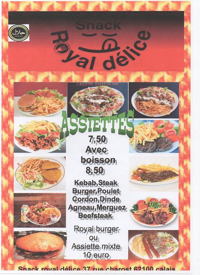 Menu at Snack Royal Délice restaurant, Calais