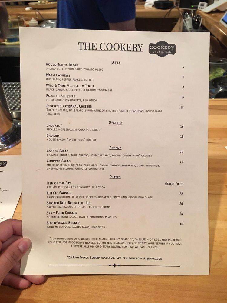Menu at The Cookery pub & bar, Seward