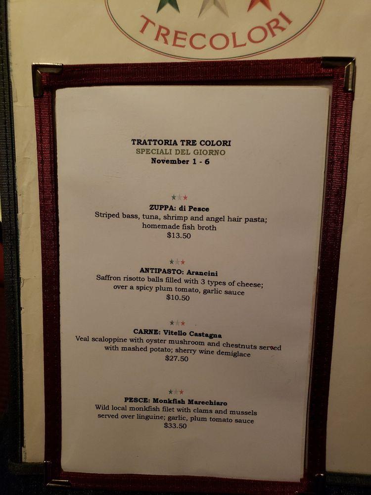 Menu at Trattoria Trecolori restaurant, West New York