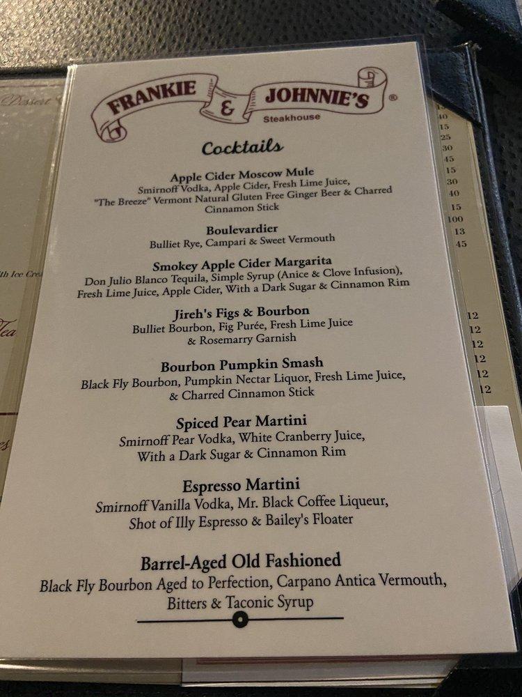 Menu at Frankie & Johnnie's Steakhouse Rye, Rye