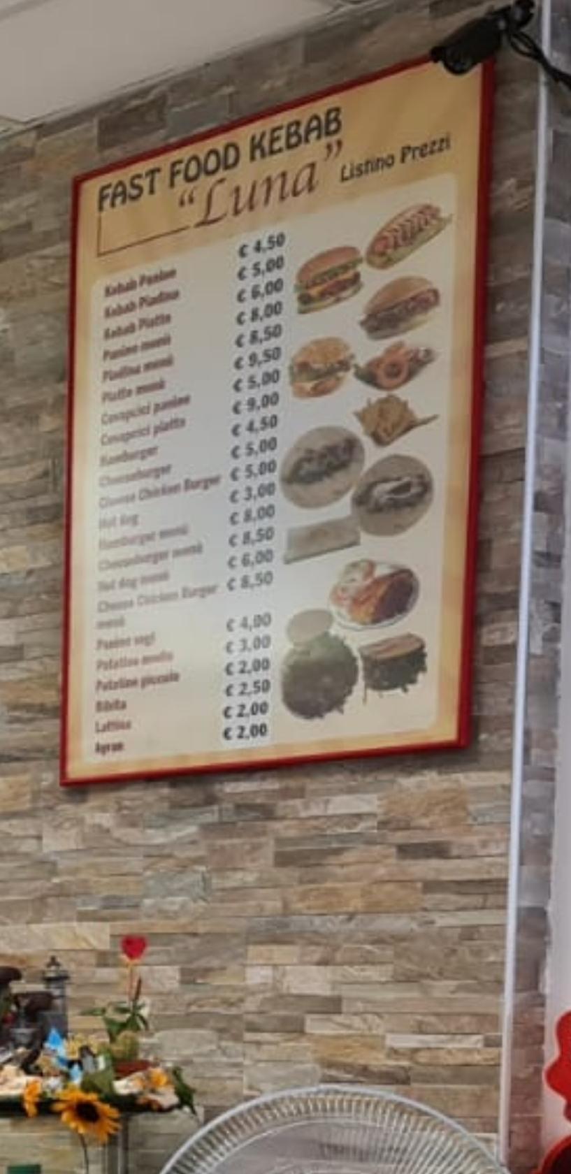 Menu at Kebab Original fast food LUNA, Lignano Sabbiadoro