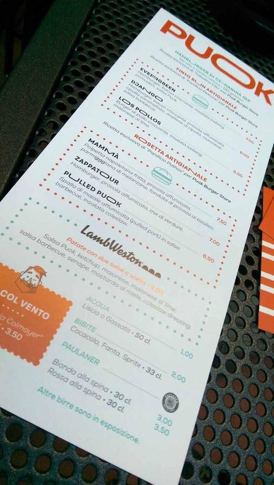 Carta del restaurante PUOK (Vomero), Napoles
