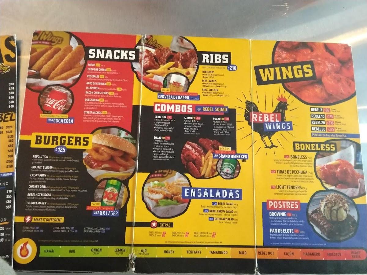 Menu at Rebel Wings Apatlaco restaurant, Mexico City, Calz. de la Viga 1150
