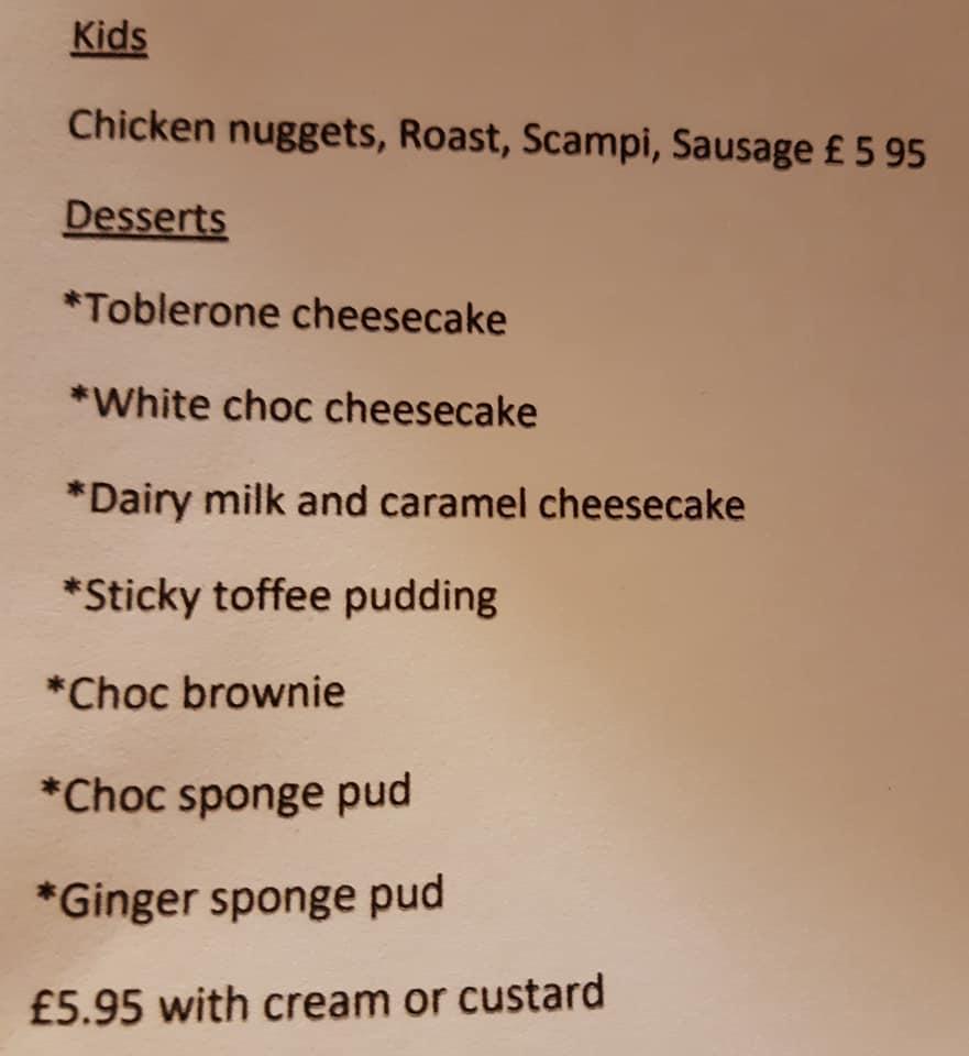 Menu at The Briery restaurant, Workington