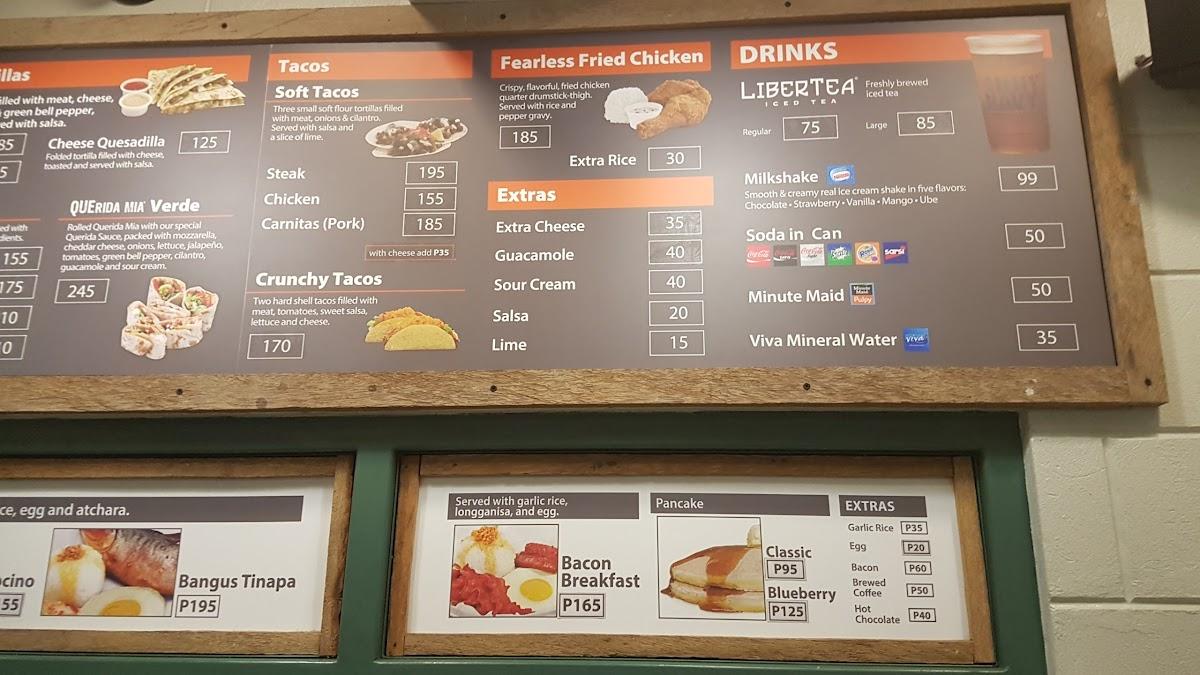 Menu at ArmyNavy Burger + Burrito restaurant, Manila