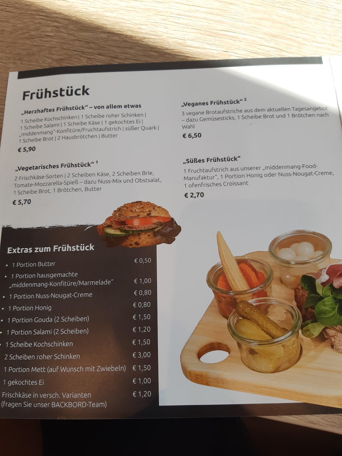 Speisekarte von dat Backboord cafe, Emden