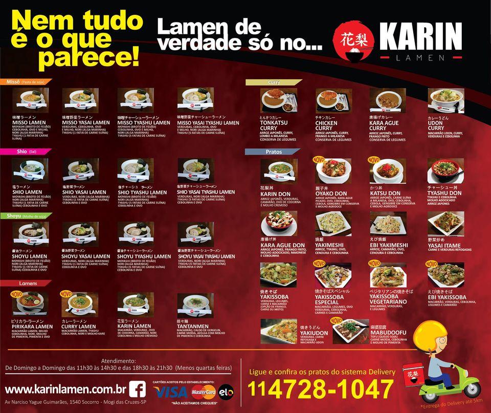 Menu at Karin Lámen restaurant, Mogi das Cruzes