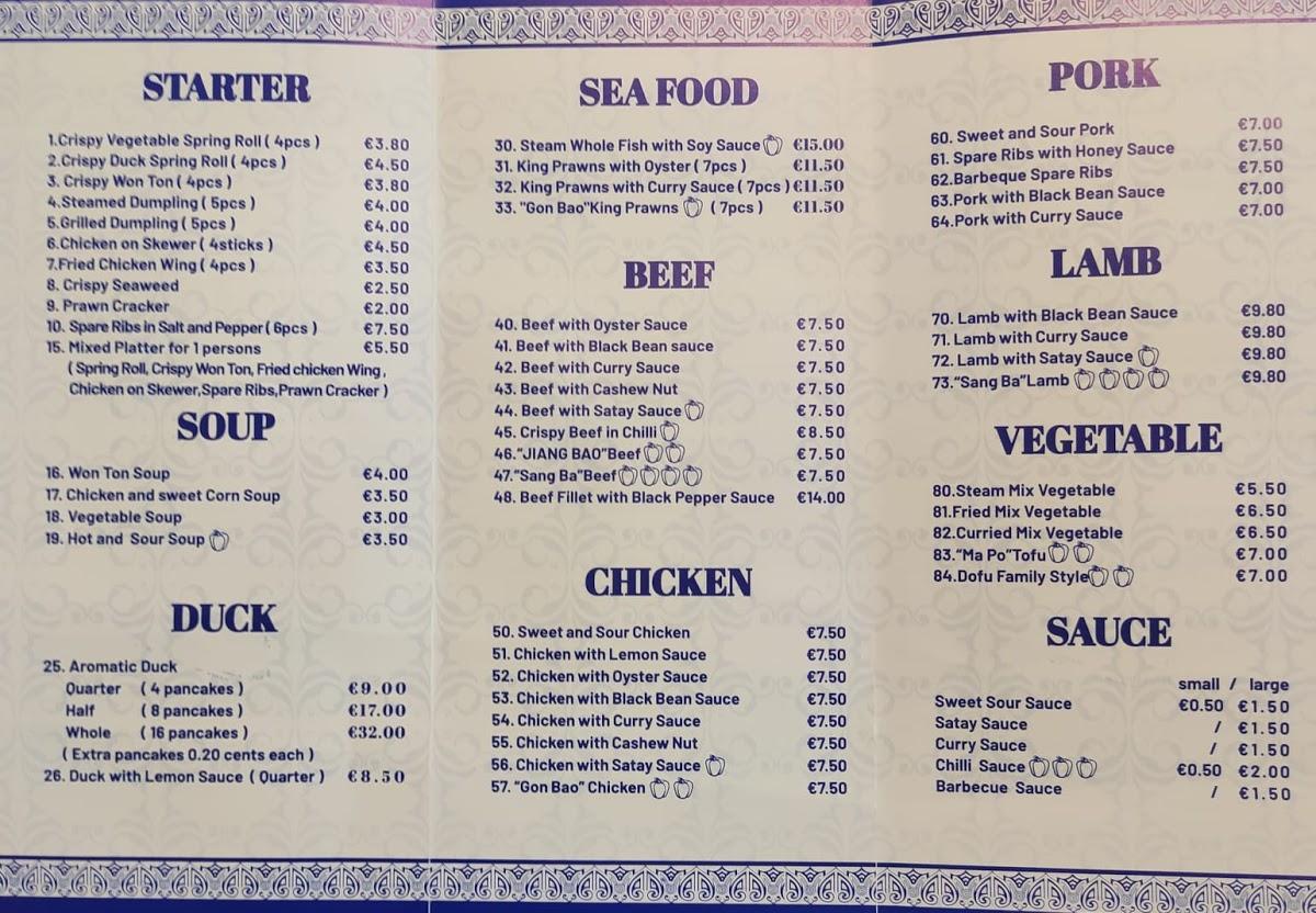 Menu at Lili's Chinese Restaurant, Saint Paul's Bay