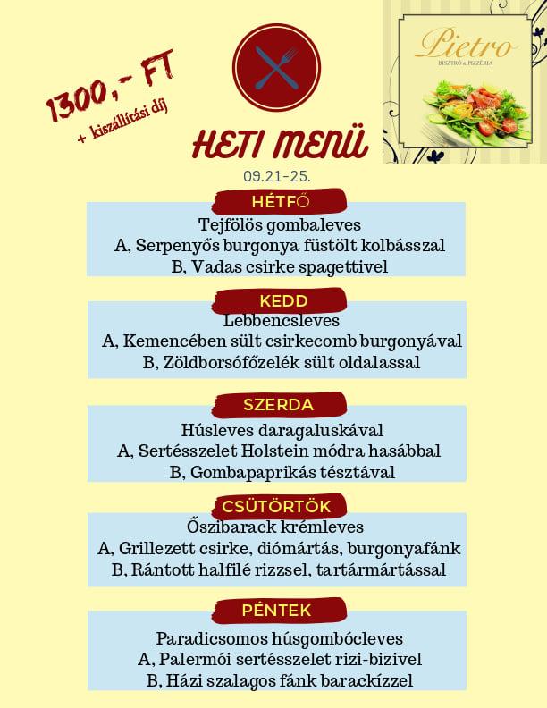 Menu at Pietro Bistro Pizzeria, Siófok