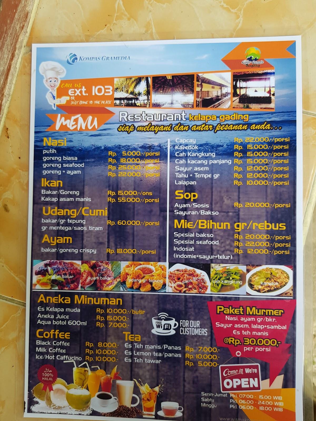Menu at Wisma Kompas Gramedia Karang Bolong, Karang Suraga
