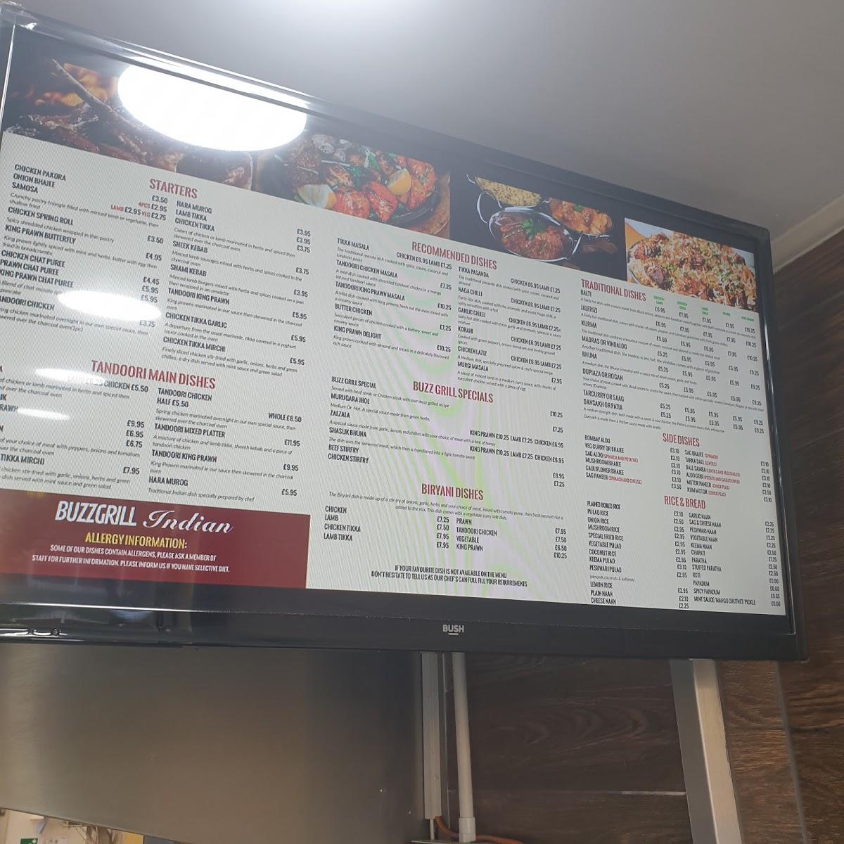 Menu at Buzzgrill Indian Takeaway restaurant, Rainham